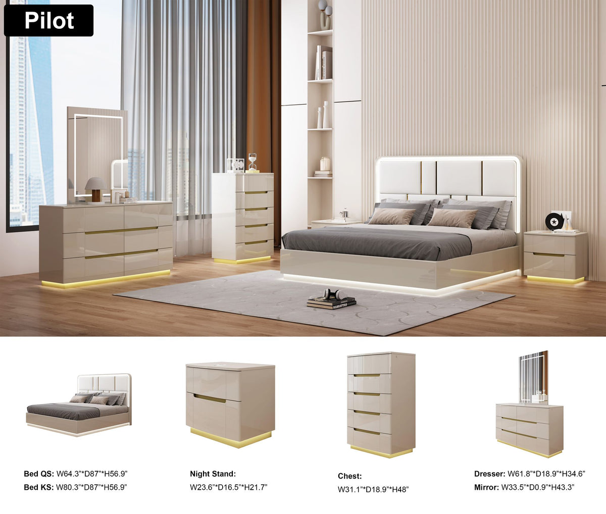Pilot - 6Pc Hydraulic Bedroom Set – Furniture Giant